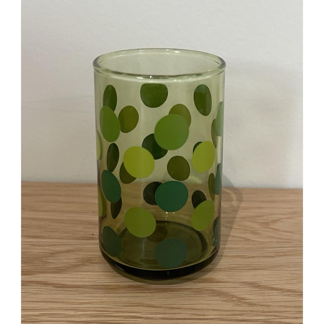 Vintage MCM Polka Dot Juice Glass Green Dots - Etsy