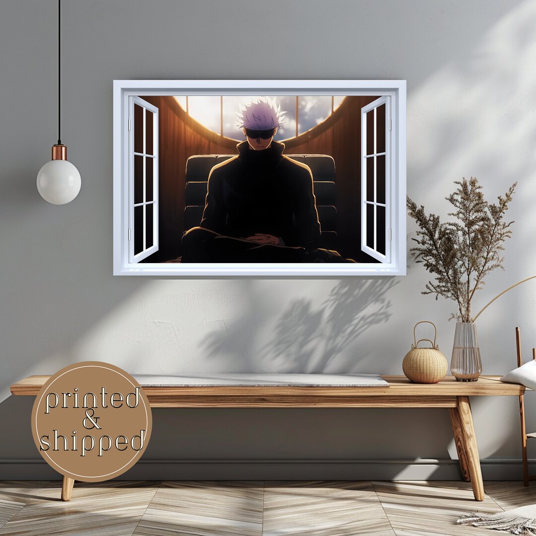Gojo Jujutsu Kaisen Anime Faux Fake Window Wall Art Matte Horizontal ...