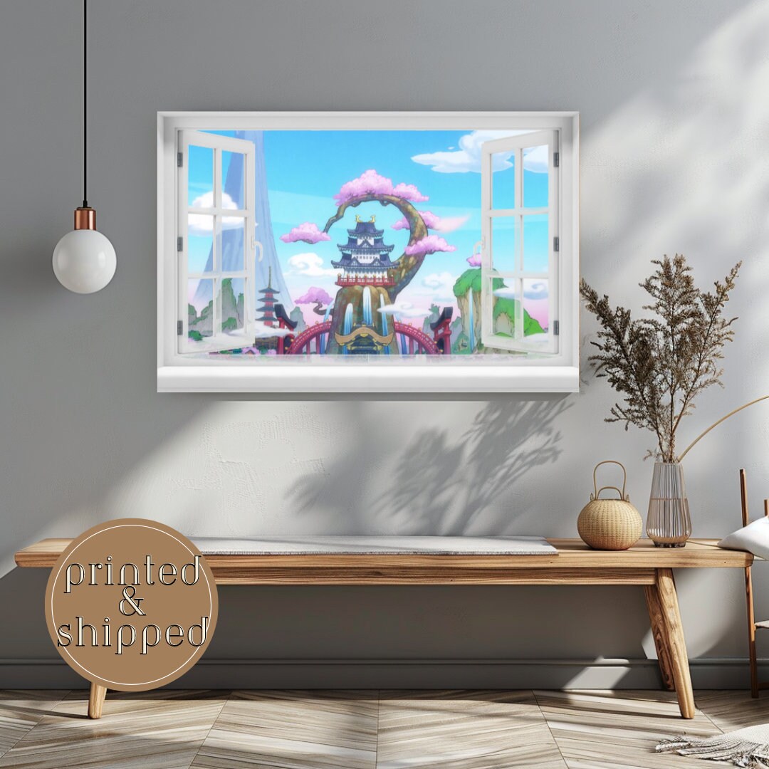 One Piece Wano Country Fake Window Anime Wall Art Room Decor Matte ...