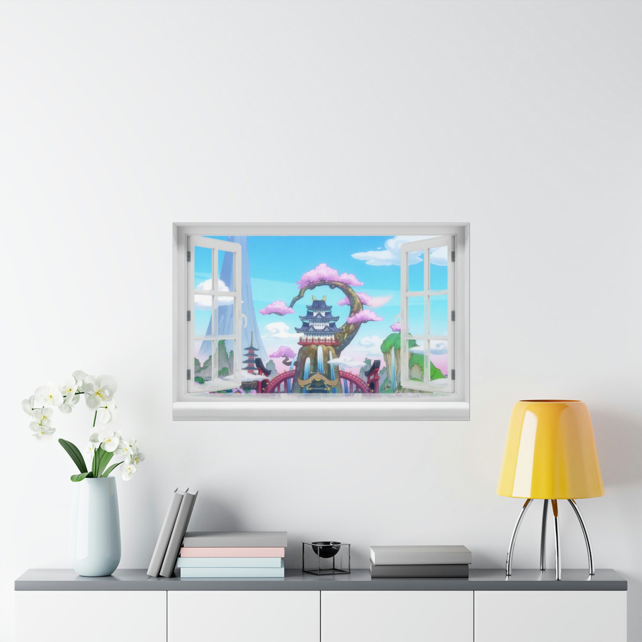 One Piece Wano Country Fake Window Anime Wall Art Room Decor Matte ...