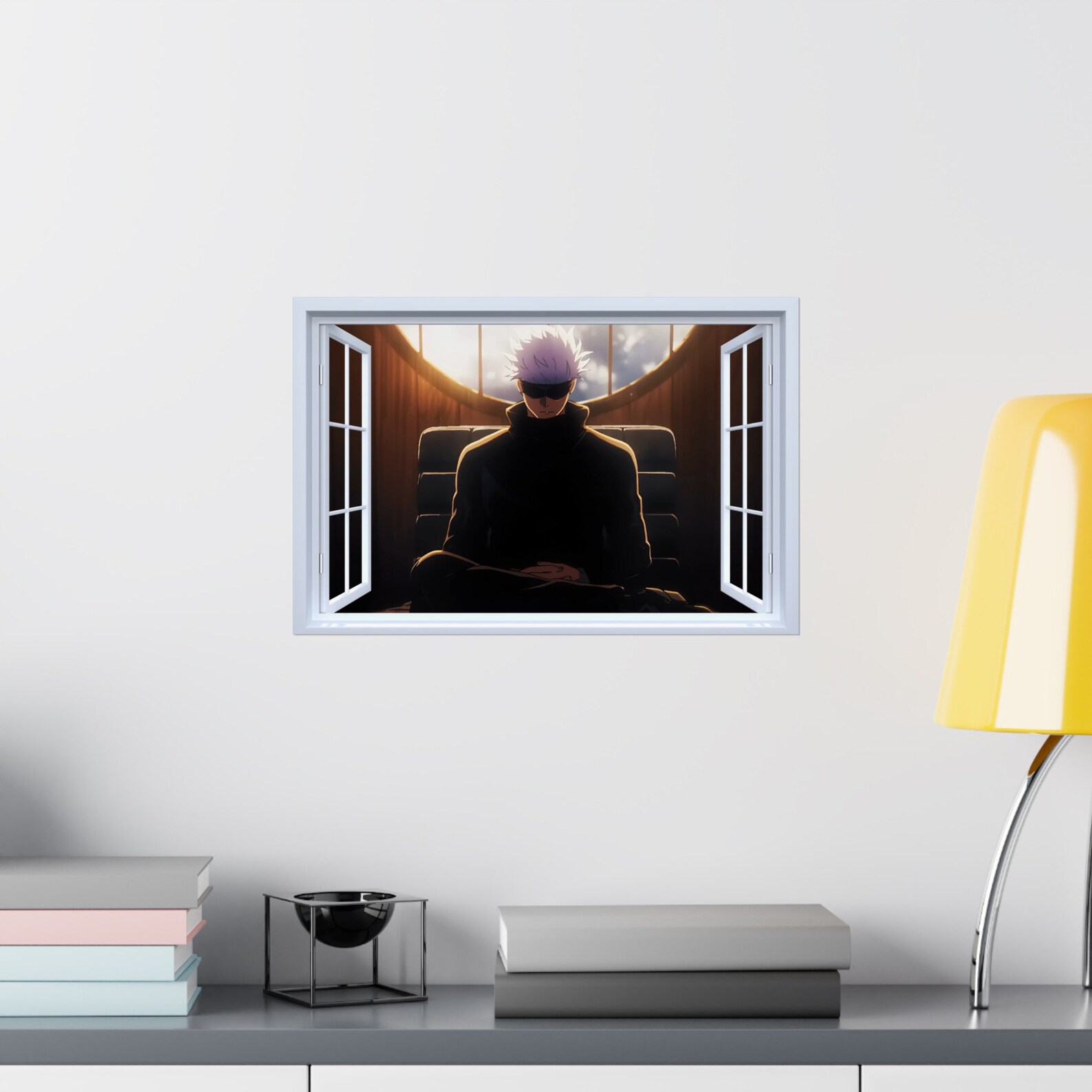 Gojo Jujutsu Kaisen Anime Faux Fake Window Wall Art Matte Horizontal ...