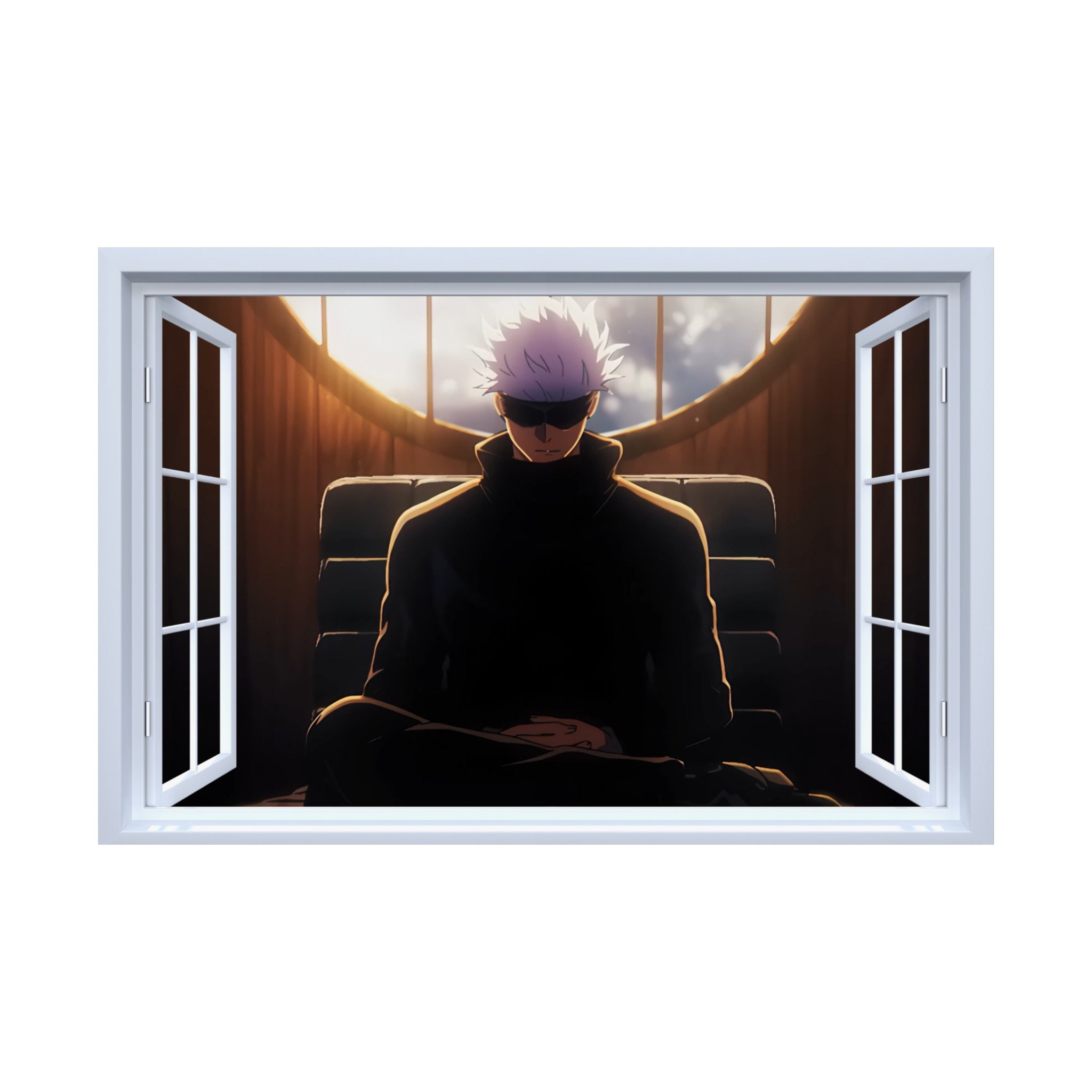 Gojo Jujutsu Kaisen Anime Faux Fake Window Wall Art Matte Horizontal ...