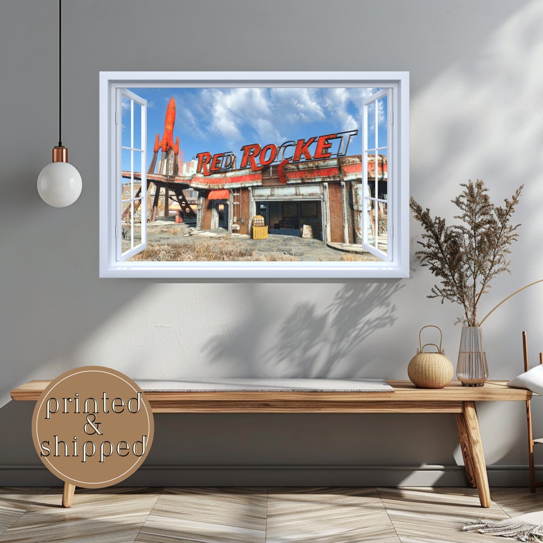 Fallout 76 Red Rocket Fake Faux Window Anime Wall Art Room Decor Matte ...