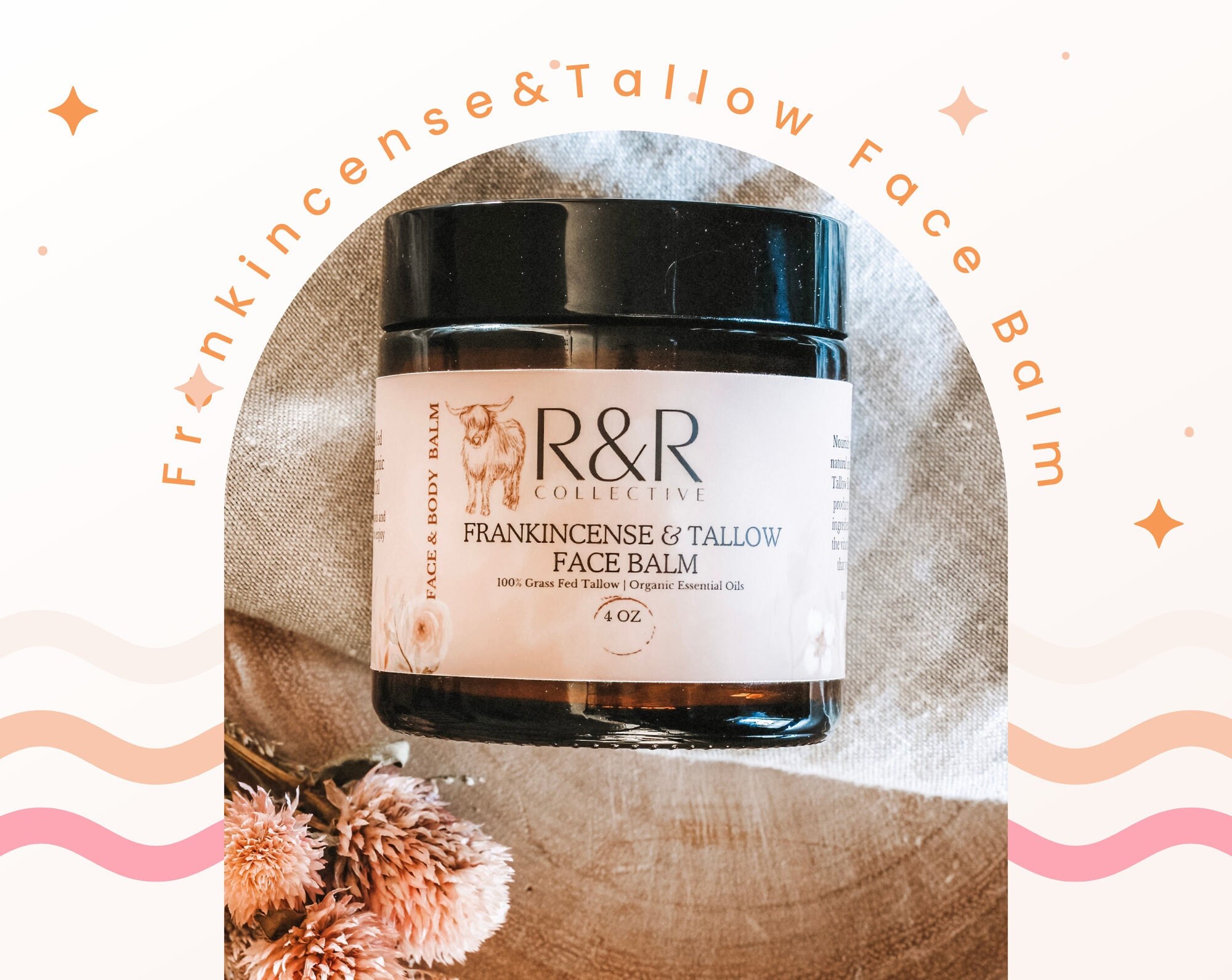 Frankincense & Tallow Face Balm 100% Grass Fed Tallow Hand Made Small ...