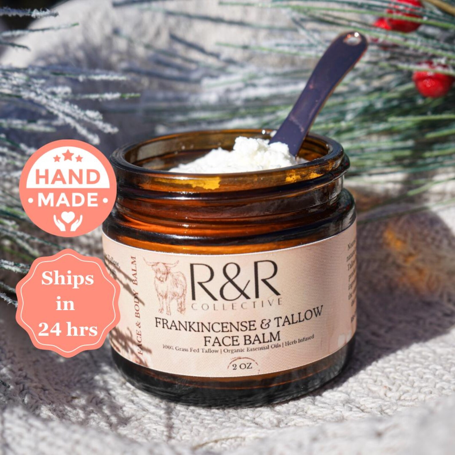 Frankincense & Tallow Face Balm 100% Grass Fed Tallow Hand Made Small ...