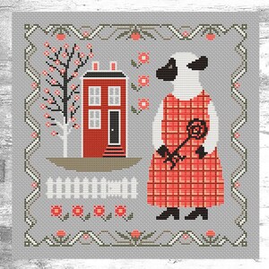 Cute Sheep Sampler Cross Stitch Set of 4 Primitive Embroidery Simple ...