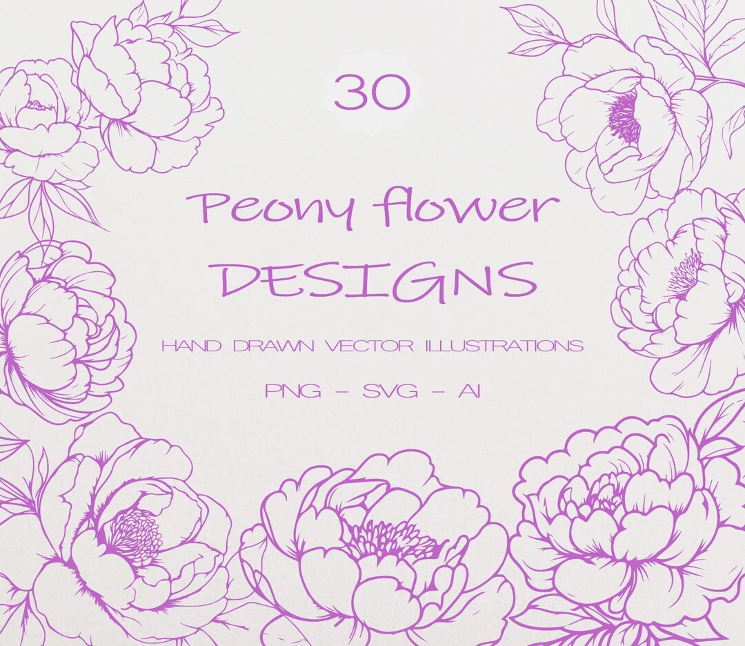 30 Peonies Svg Bundle, Peony Svg, Peonies Bouquet Svg, Floral ...