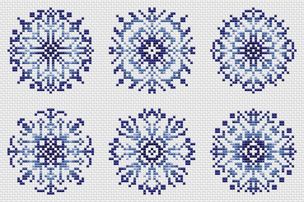 Snowflakes Cross Stitch Pattern PDF Set of 6 Christmas Cross Stitch ...