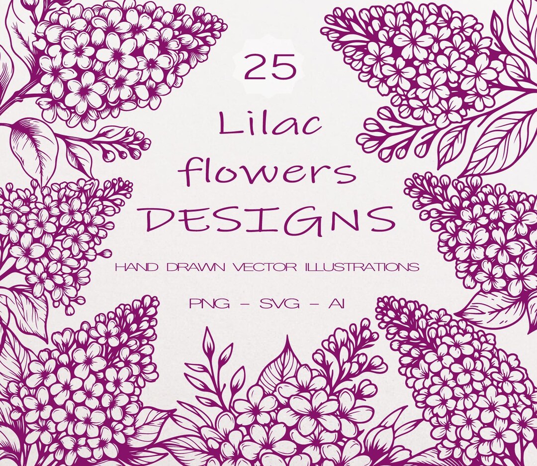 25 Lilac Flower SVG Bundle, Lilac Botanical Floral Clipart for Cricut ...