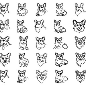 Corgi Line Art: 25 Dog SVG & PNG Clipart Bundle (digital Download) - Etsy