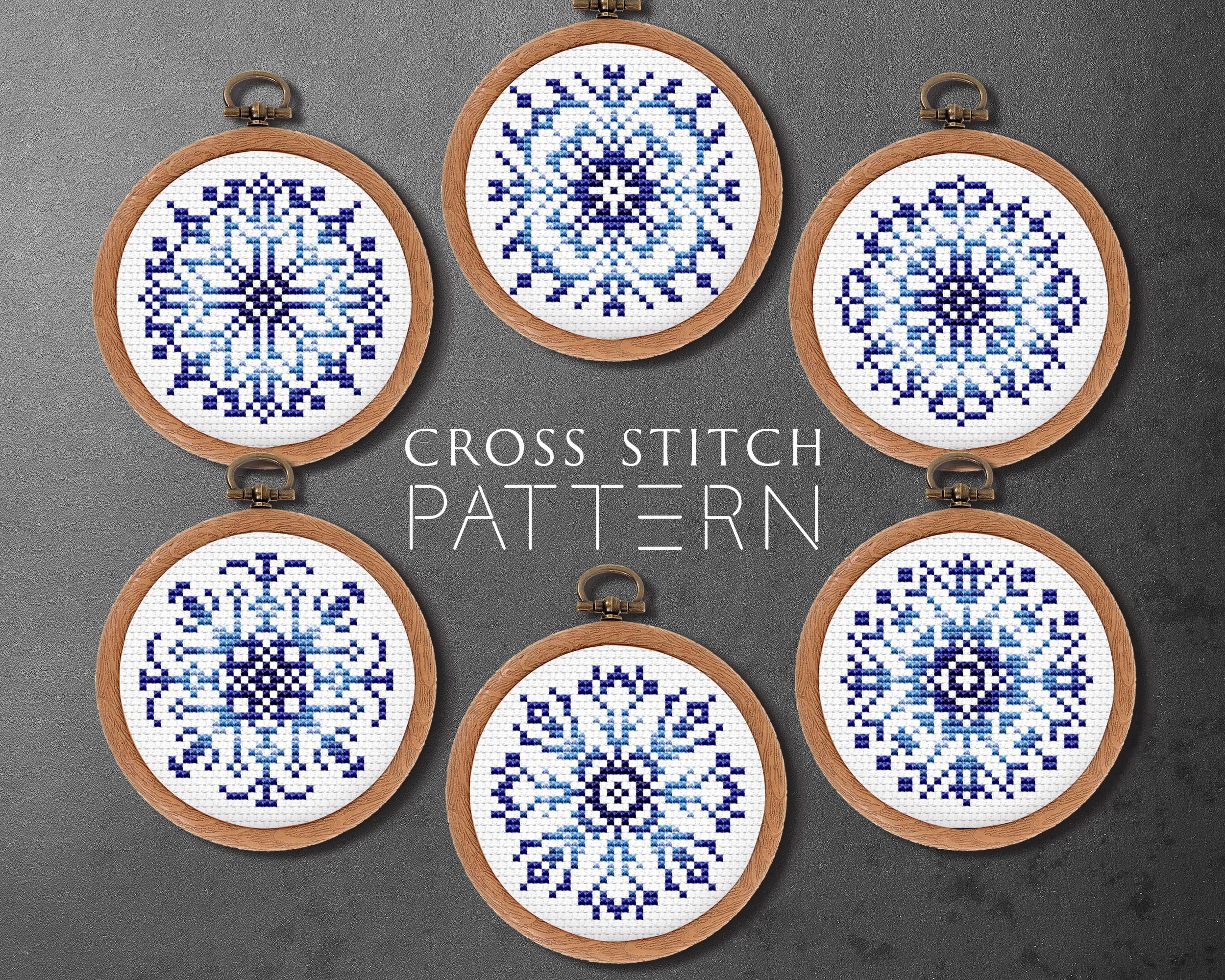 Snowflakes Cross Stitch Pattern PDF Set of 6 Christmas Cross Stitch ...