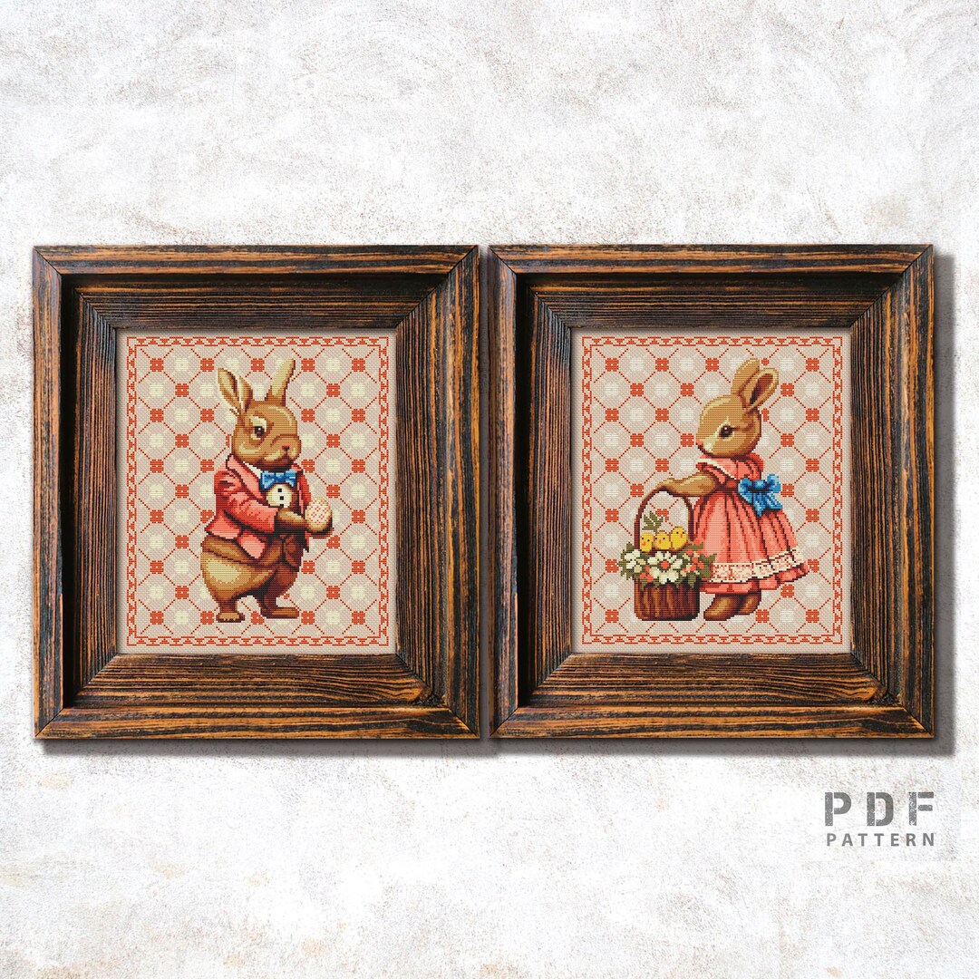 Easter Cross Stitch Pattern Set Easter Bunnies Easter Sampler Happy ...