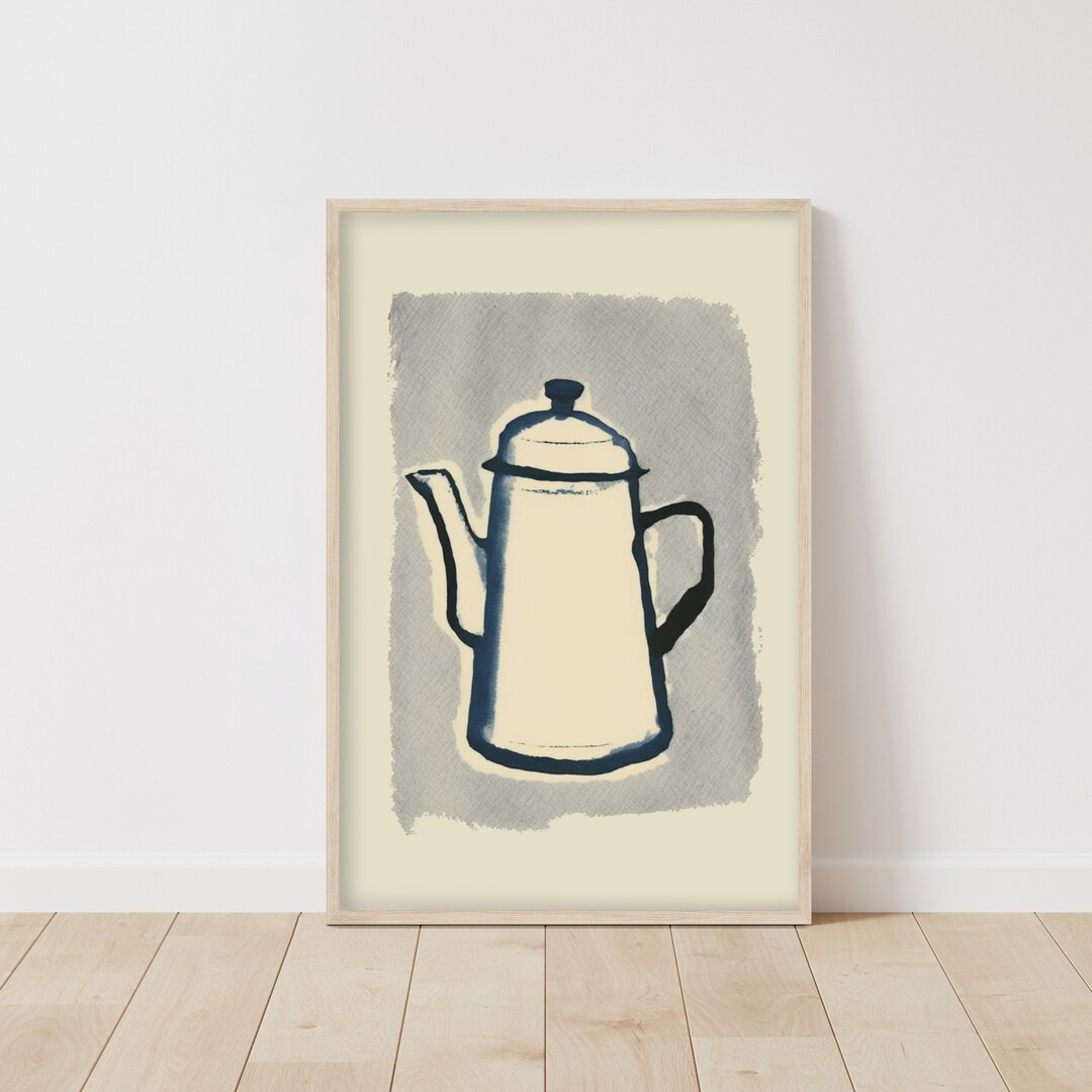 Vintage Coffee Pot Illustration, Classic Kitchen Decor Art, Rustic ...