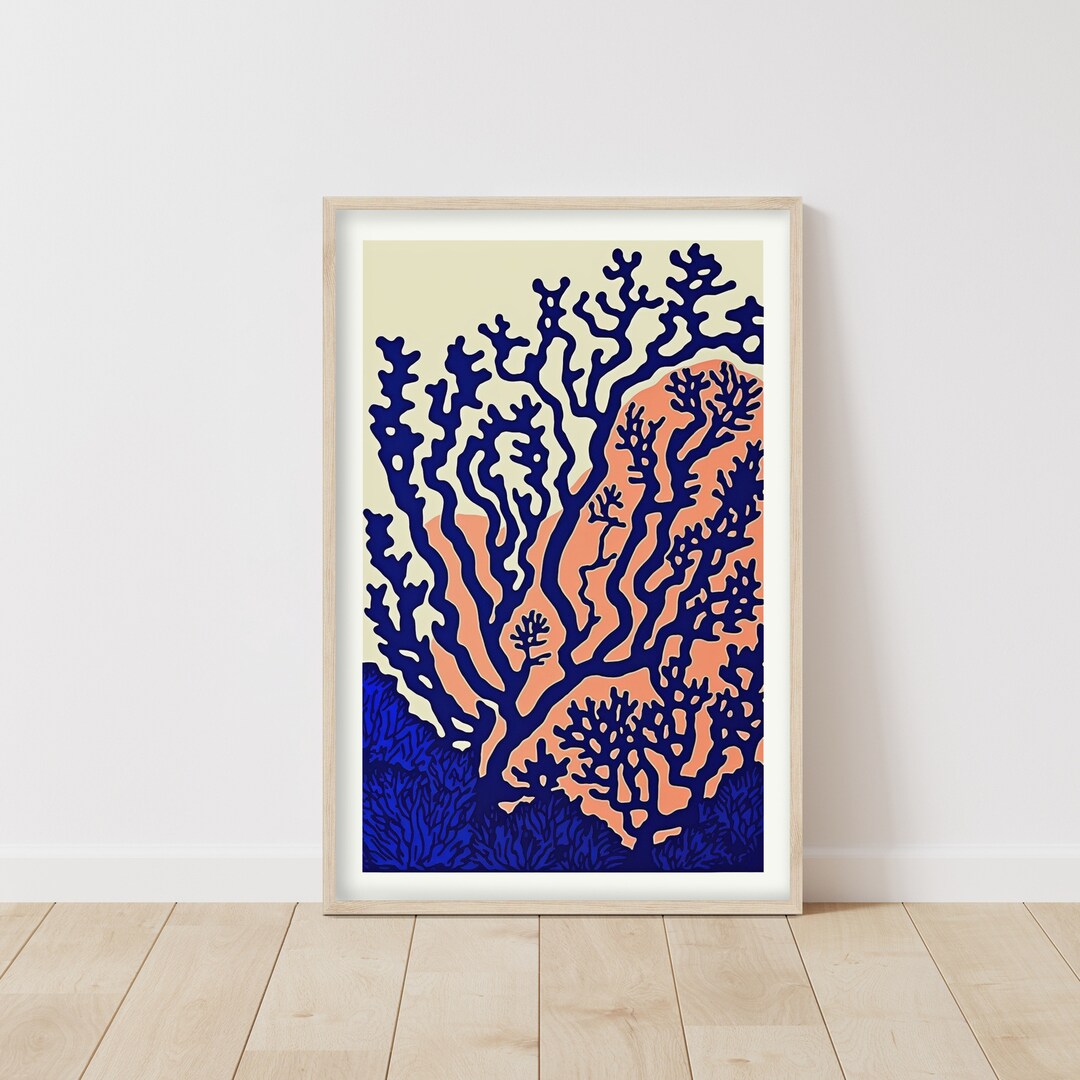 Abstract Coral Reef Art Print, Ocean Inspired Wall Decor, Colorful ...