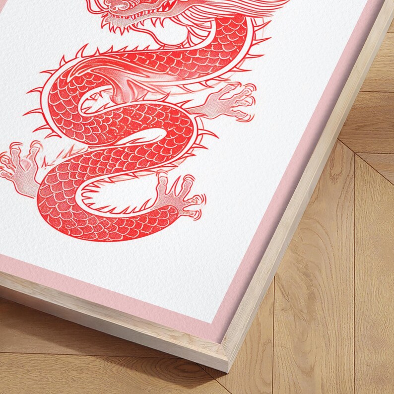 Red Chinese Dragon Poster • Asian Mythology Wall Art • Powerful Brave ...