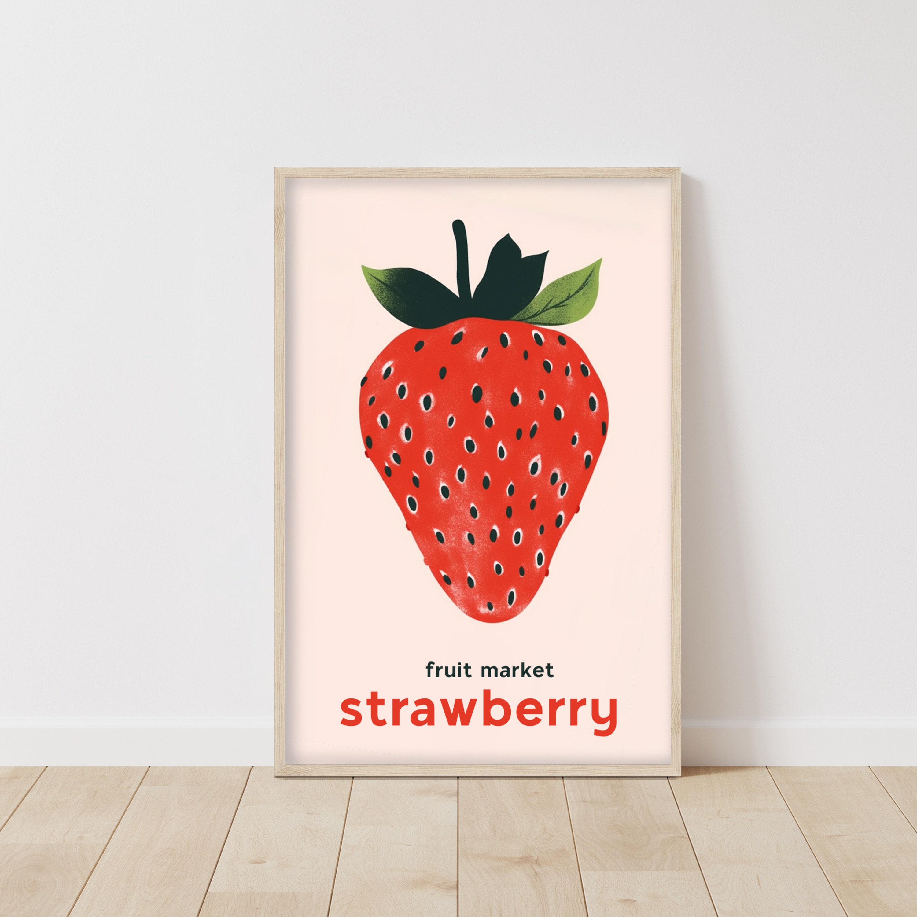 Cute Strawberry Art Fruit Poster Print Fruit Kitchen Art - Etsy
