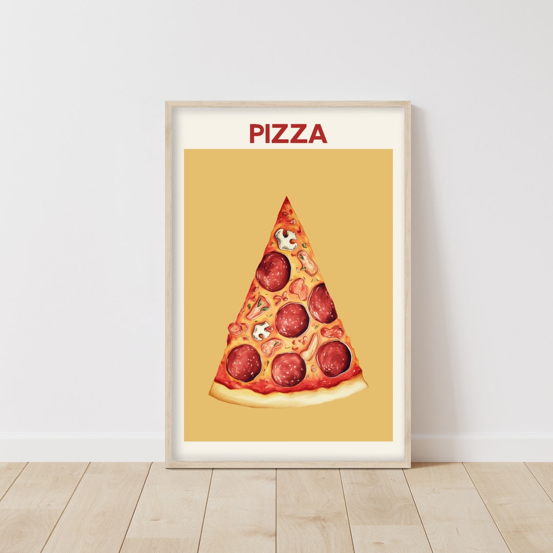 Artistic Pizza Slice Illustration Wall Art, Quirky Kitchen Decor ...
