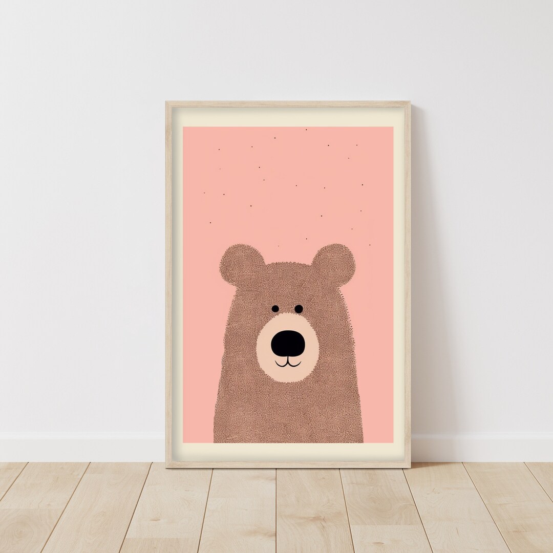 Brown Bear Poster Bear Wall Art Cute Bear Print Baby Animal Art Forest ...