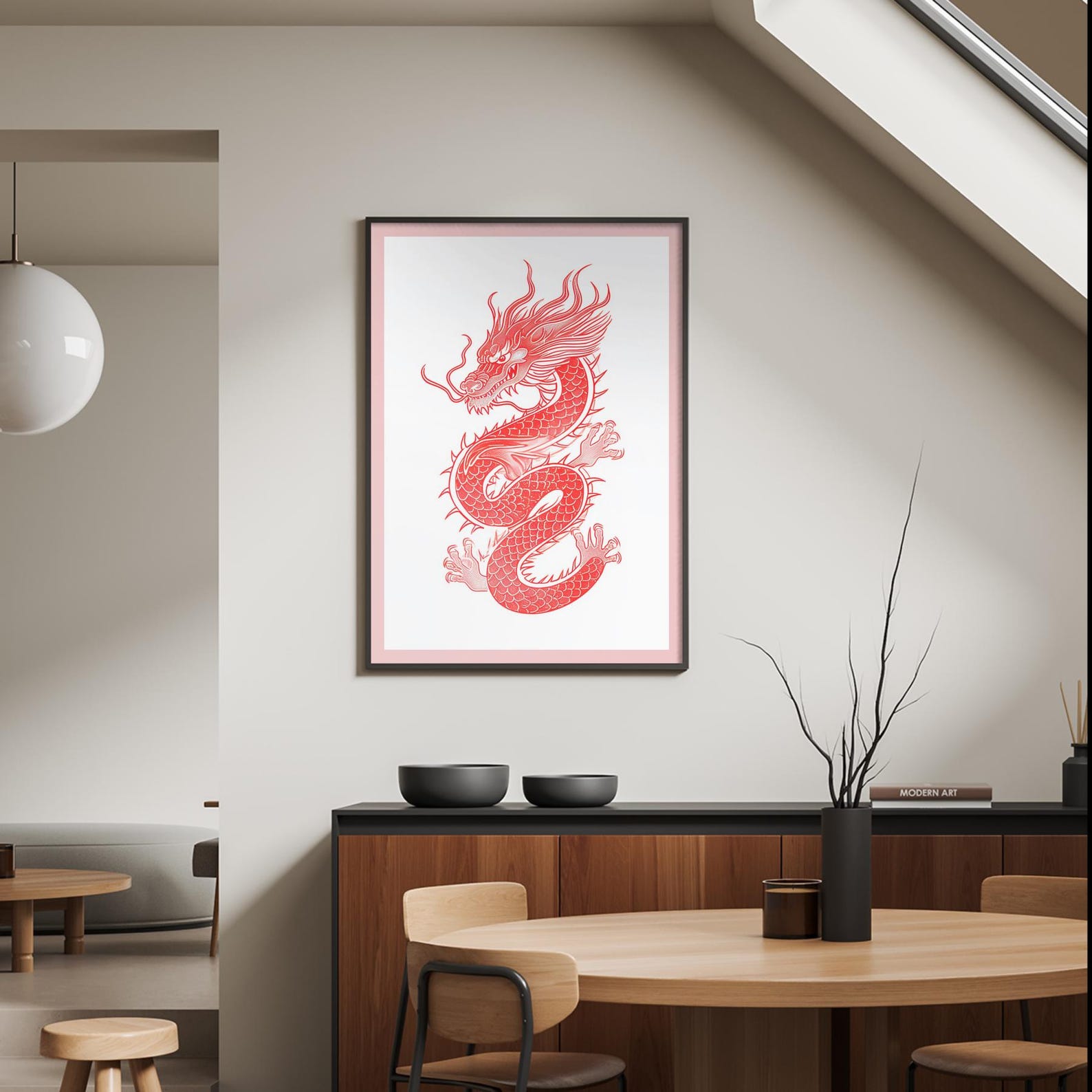 Red Chinese Dragon Poster • Asian Mythology Wall Art • Powerful Brave ...