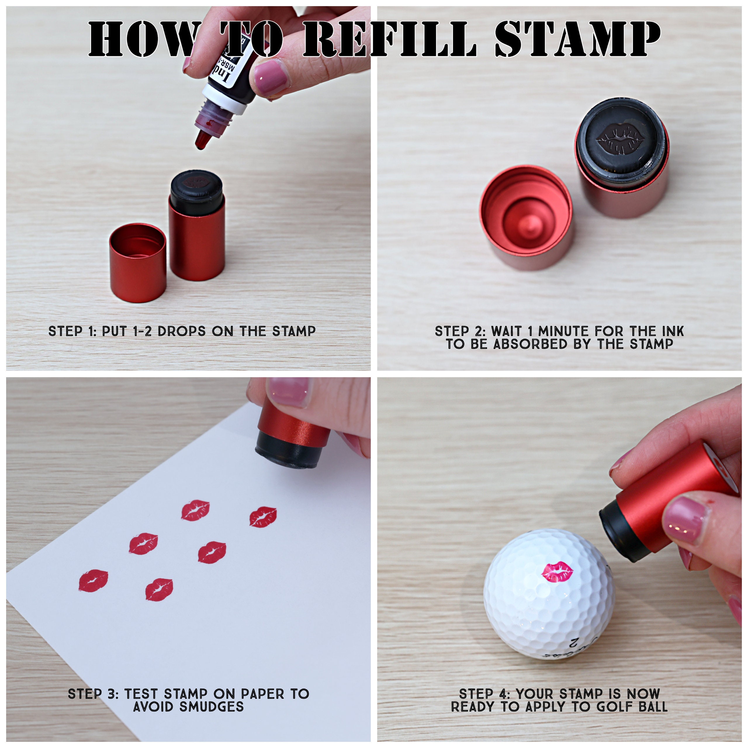 Red Lips Golf Ball Stamp - Etsy