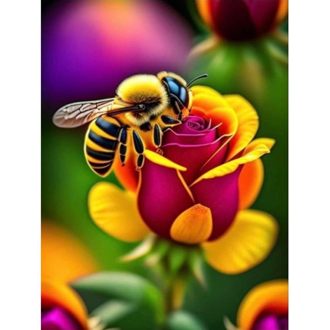 Diamond Painting Pattern Bee Sitting on Rose 25x35cm FRD PDF Print-it ...