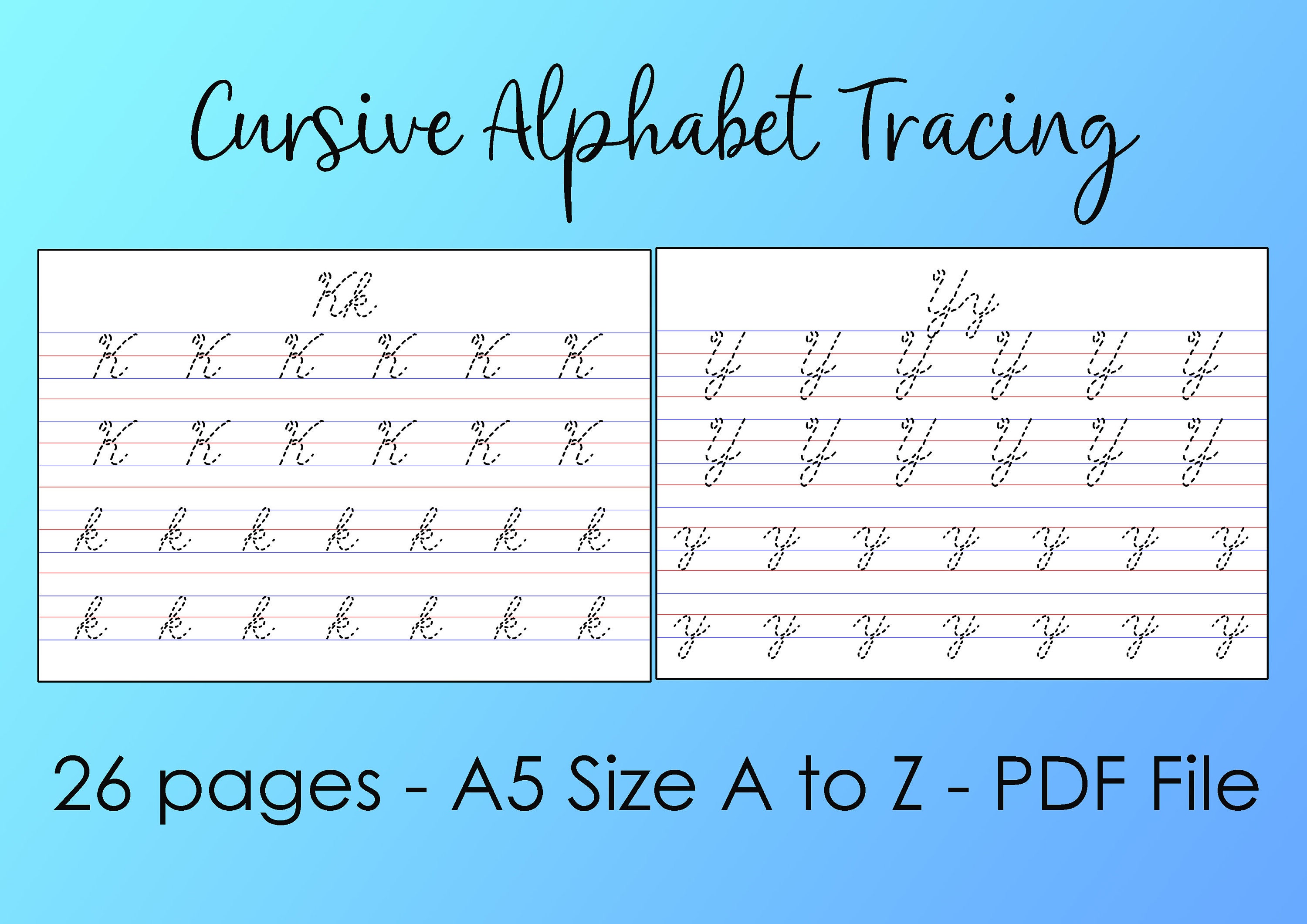 Cursive Alphabet, Tracing Worksheet, Cursive Tracing, Grade 1, Handwriting Practice, Tracing ...