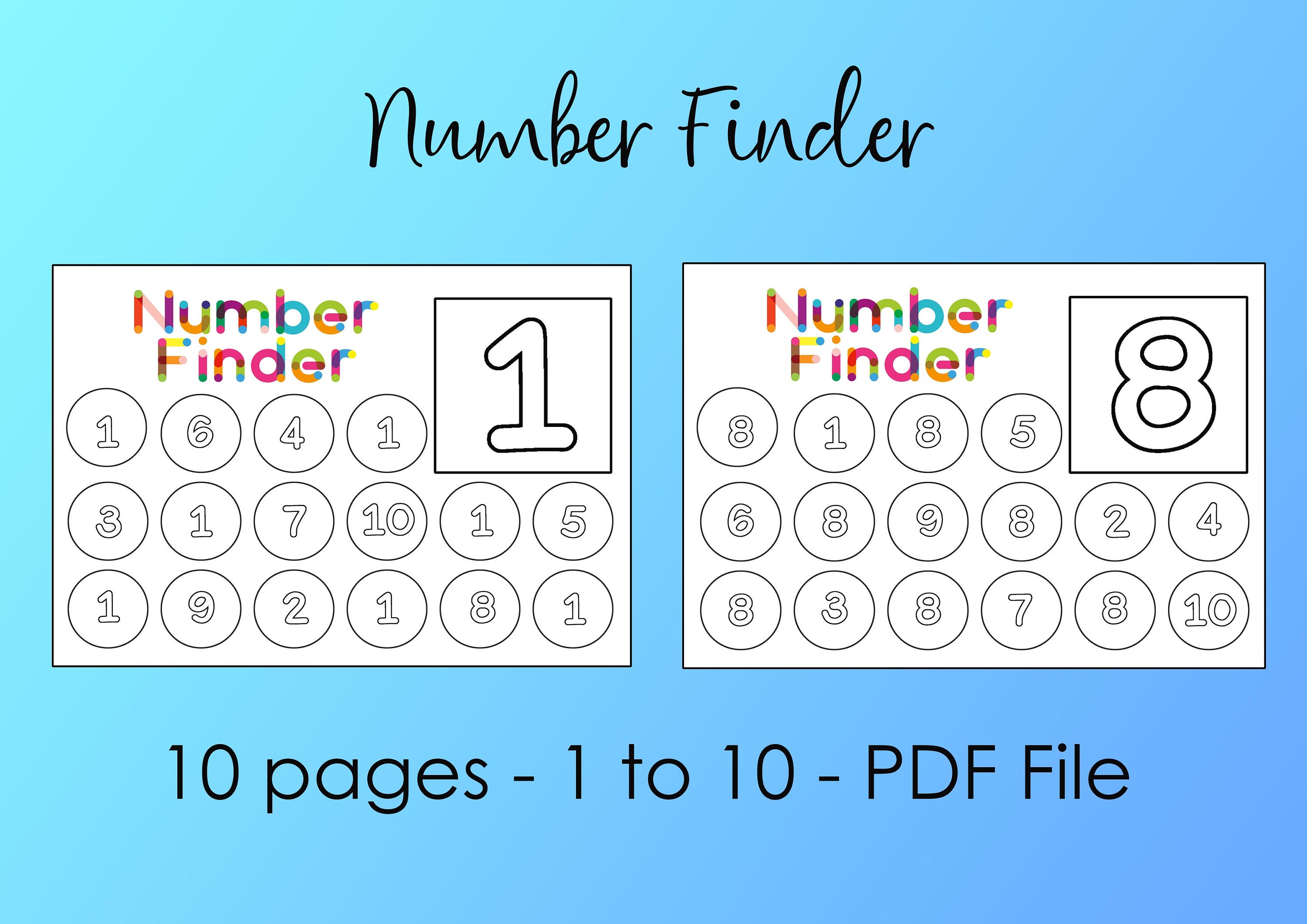 Number Finder, Number Tracing, Number Worksheets, Find the Number ...