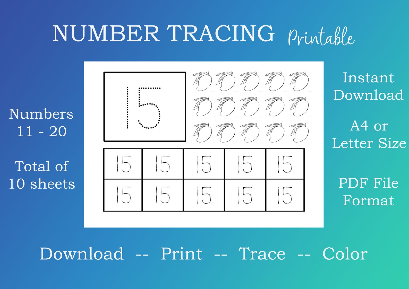 11 to 20, Number Worksheet, Number Tracing, Pre School Worksheets ...