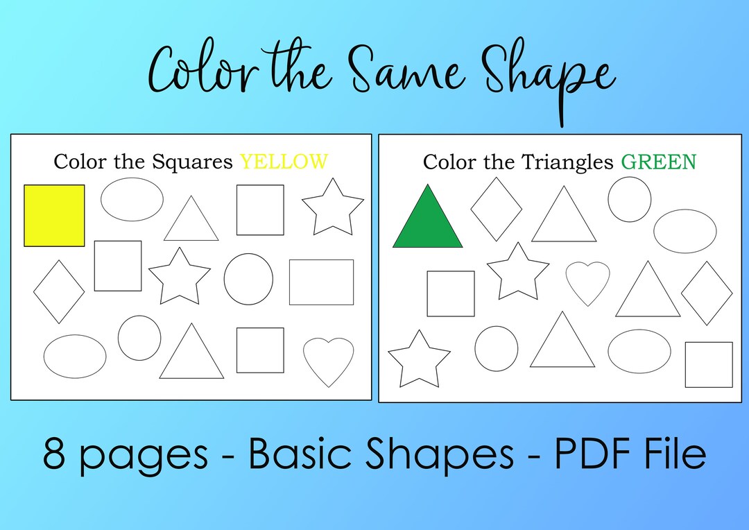 Basic Shapes, Learning Shapes, Printable, Finding Similar Shapes, Shape ...