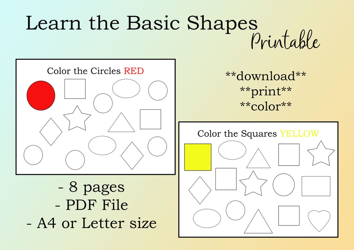 Basic Shapes, Learning Shapes, Printable, Finding Similar Shapes, Shape ...