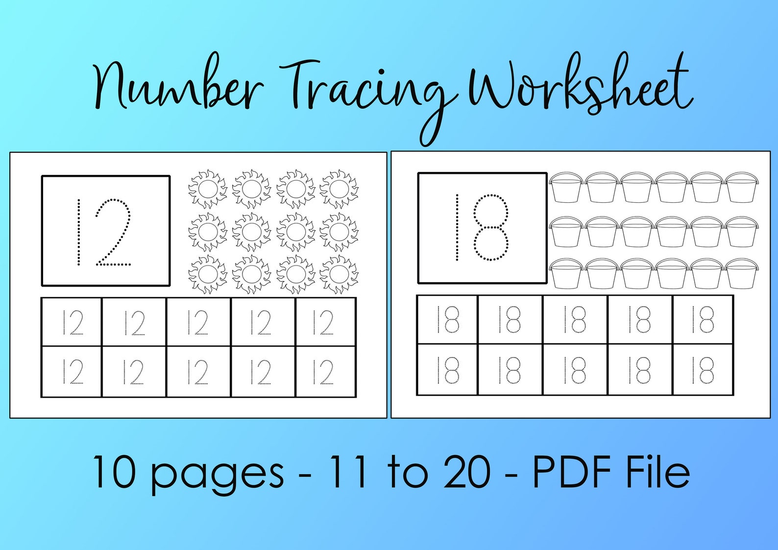 11 to 20, Number Worksheet, Number Tracing, Pre School Worksheets ...
