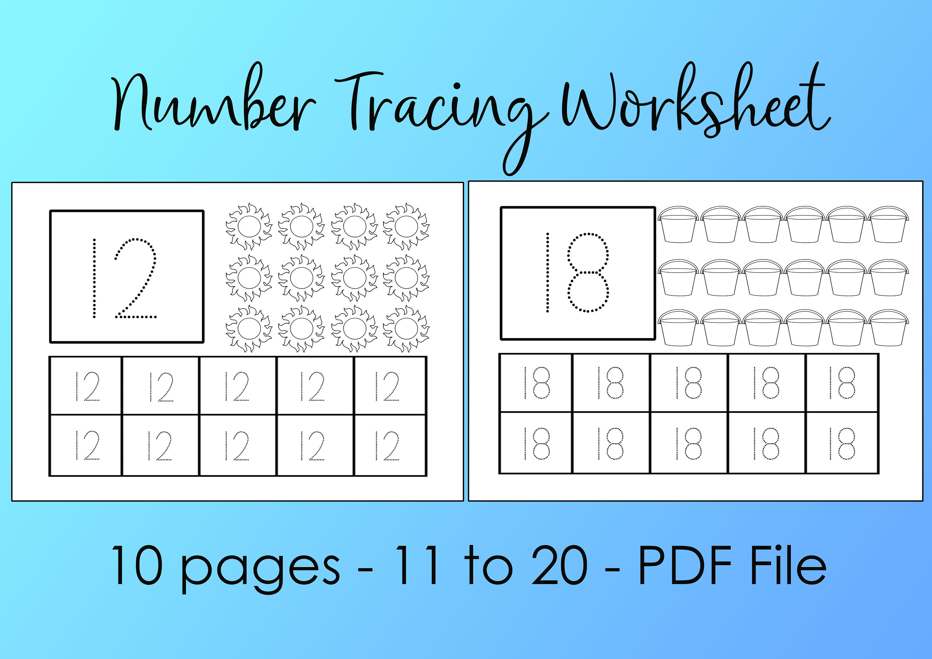 11 to 20, Number Worksheet, Number Tracing, Pre School Worksheets ...
