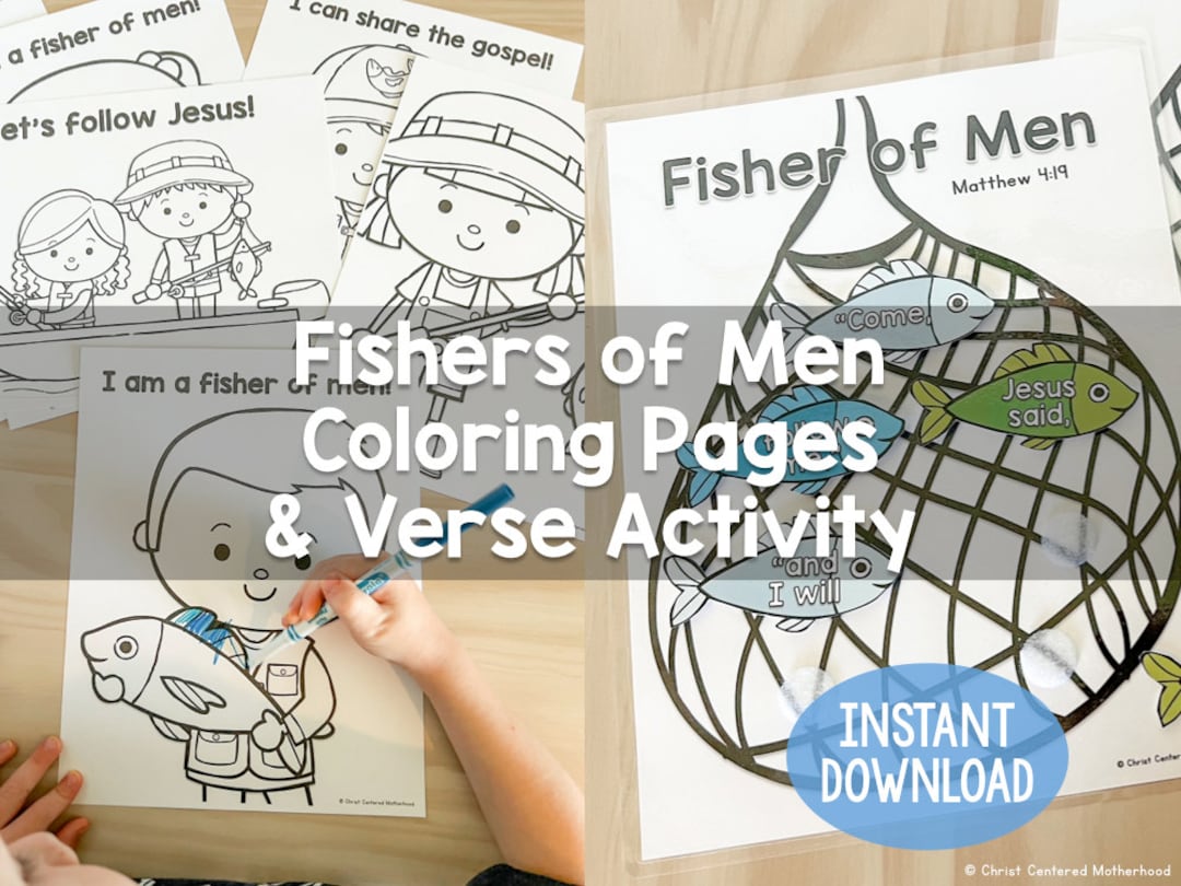 Fishers of Men Coloring Pages & Memory Verse Activity NIV ESV KJV - Etsy
