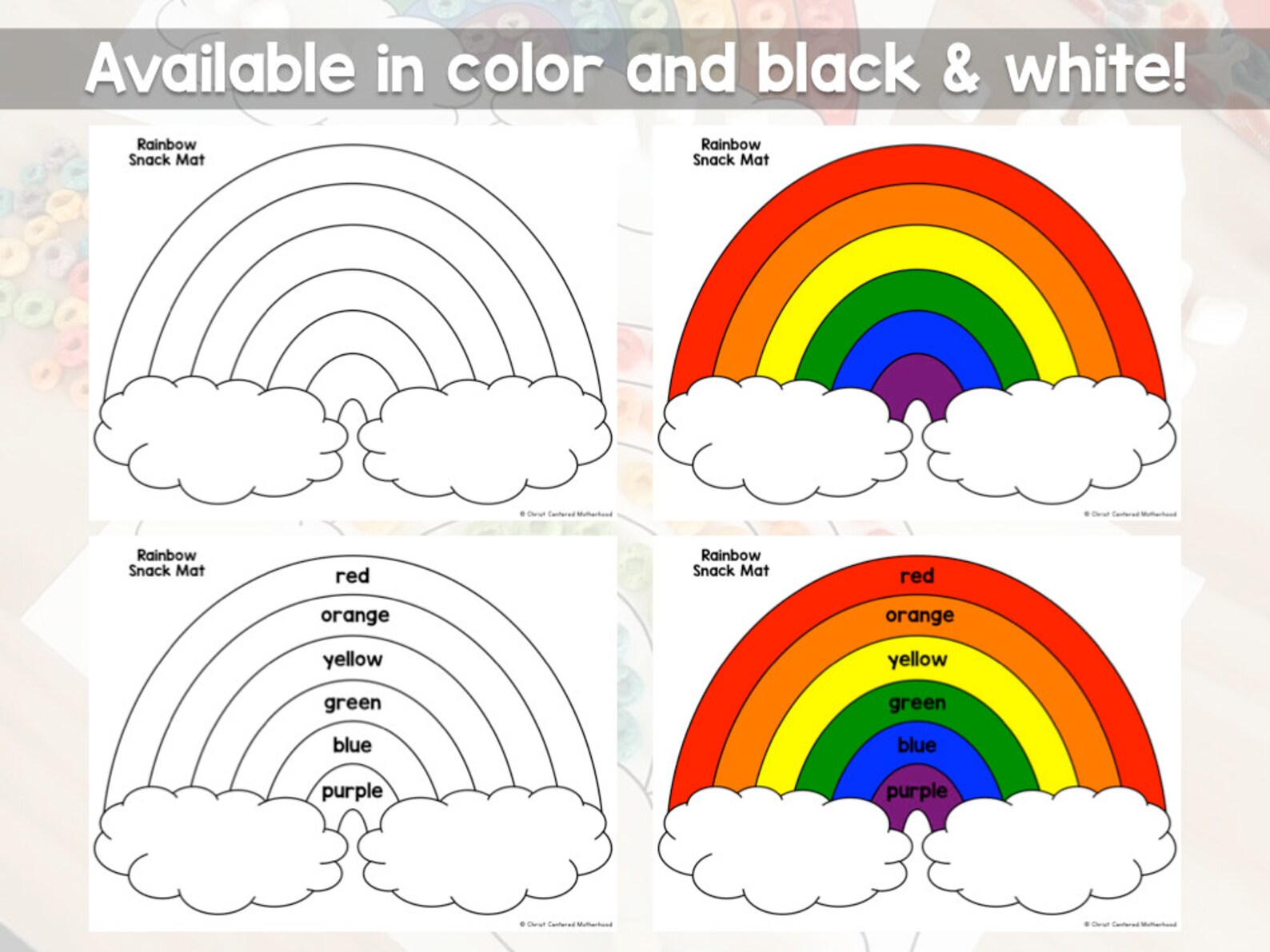 Rainbow Fruit Loop and Marshmallow Snack Mat Activity Perfect for St ...