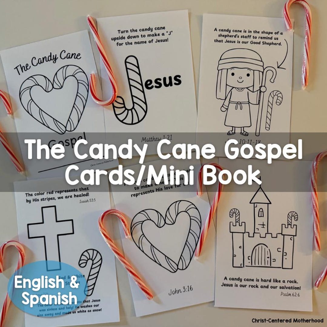 The Candy Cane Gospel Cards or Mini Coloring Book Bible Sunday School ...