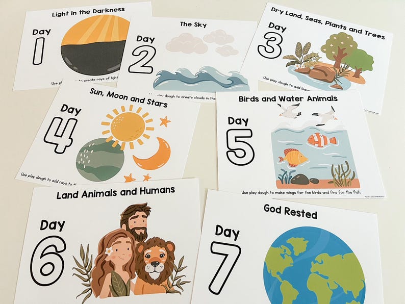7 Days of Creation Bible Play Dough Mats Sunday School Church Christian ...