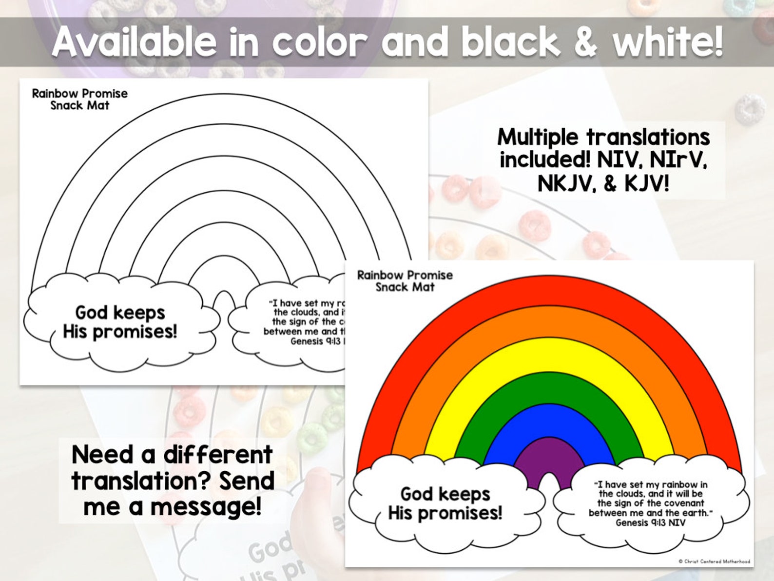 Noah's Ark Rainbow Promise Fruit Loop Snack Mat Activity - Etsy