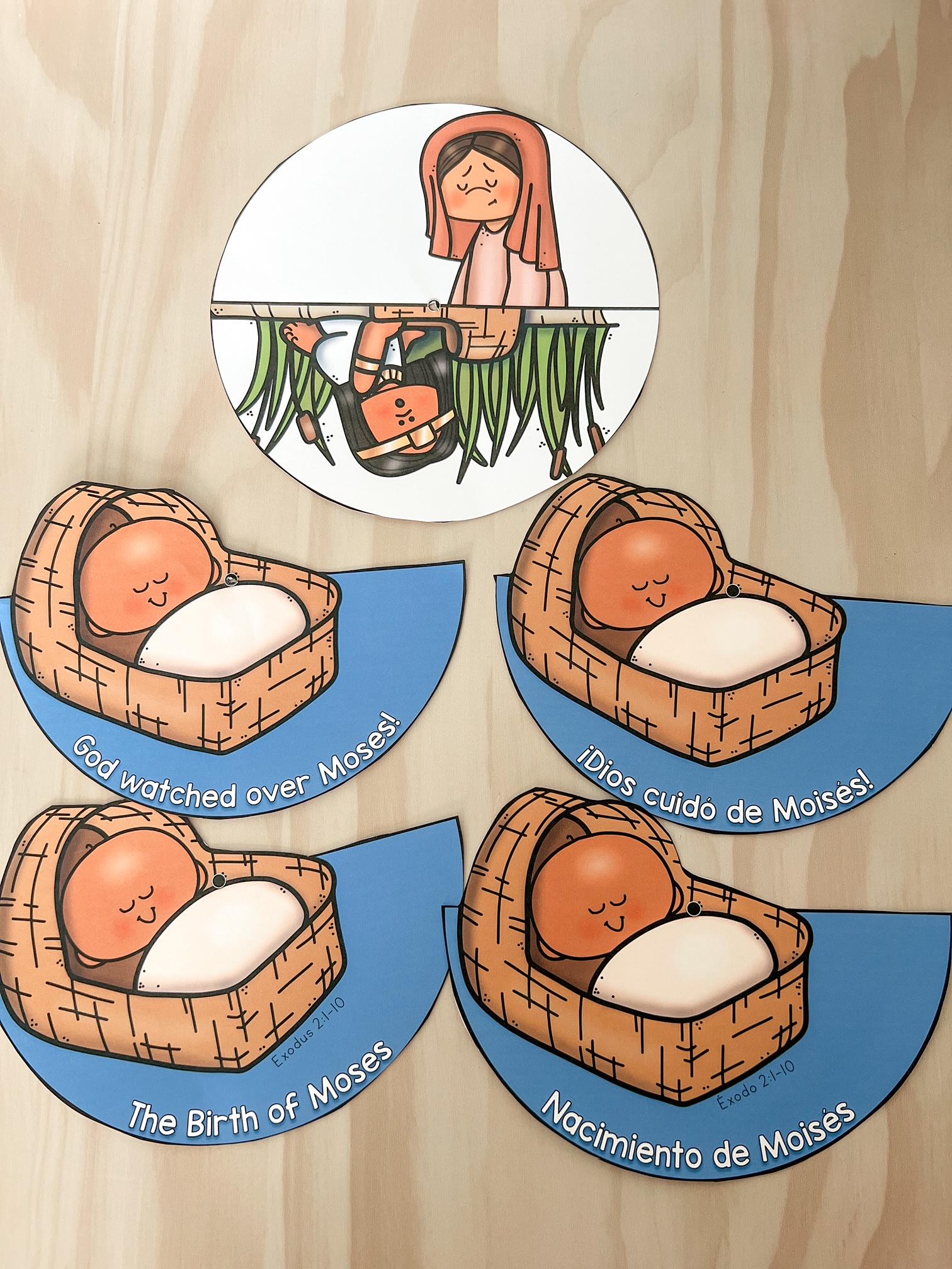 Birth of Moses Exodus Bible Story Spinner for Church Sunday School ...