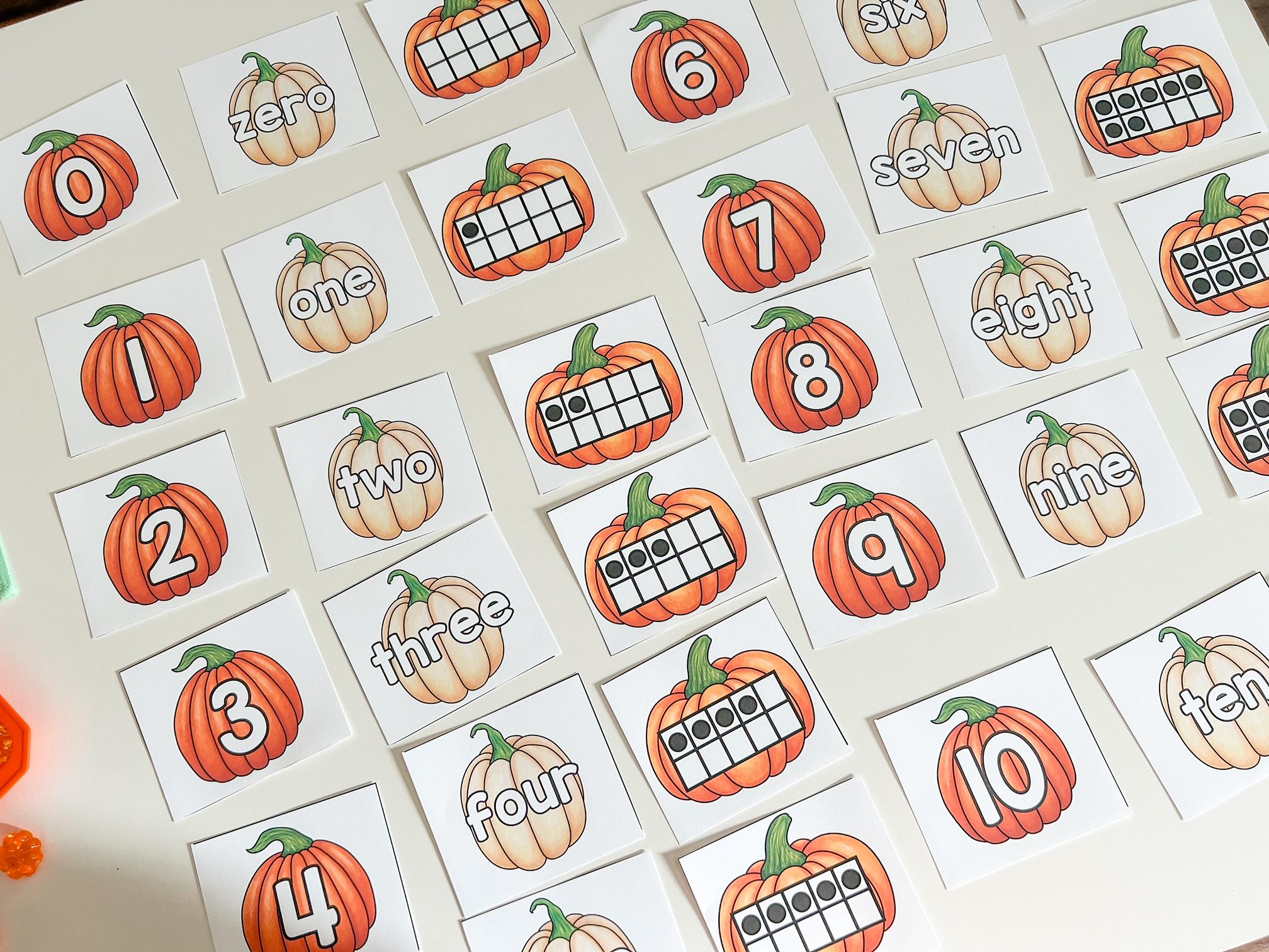 Numbers 0-20 Pumpkin Math Activity for Fall Number Sense Cards, Dry ...
