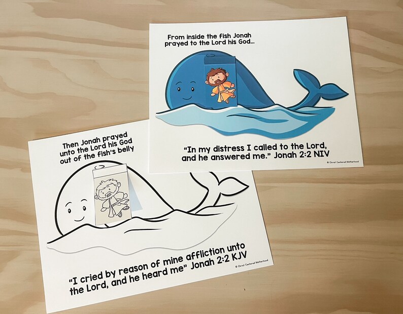 Jonah & the Big Fish Lift-the-flap Bible Verse Printable Activity NIV ...