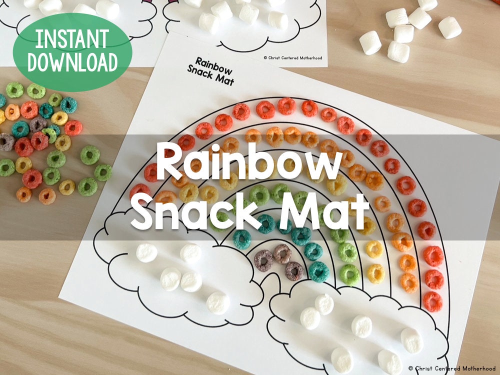 Rainbow Fruit Loop and Marshmallow Snack Mat Activity Perfect for St ...