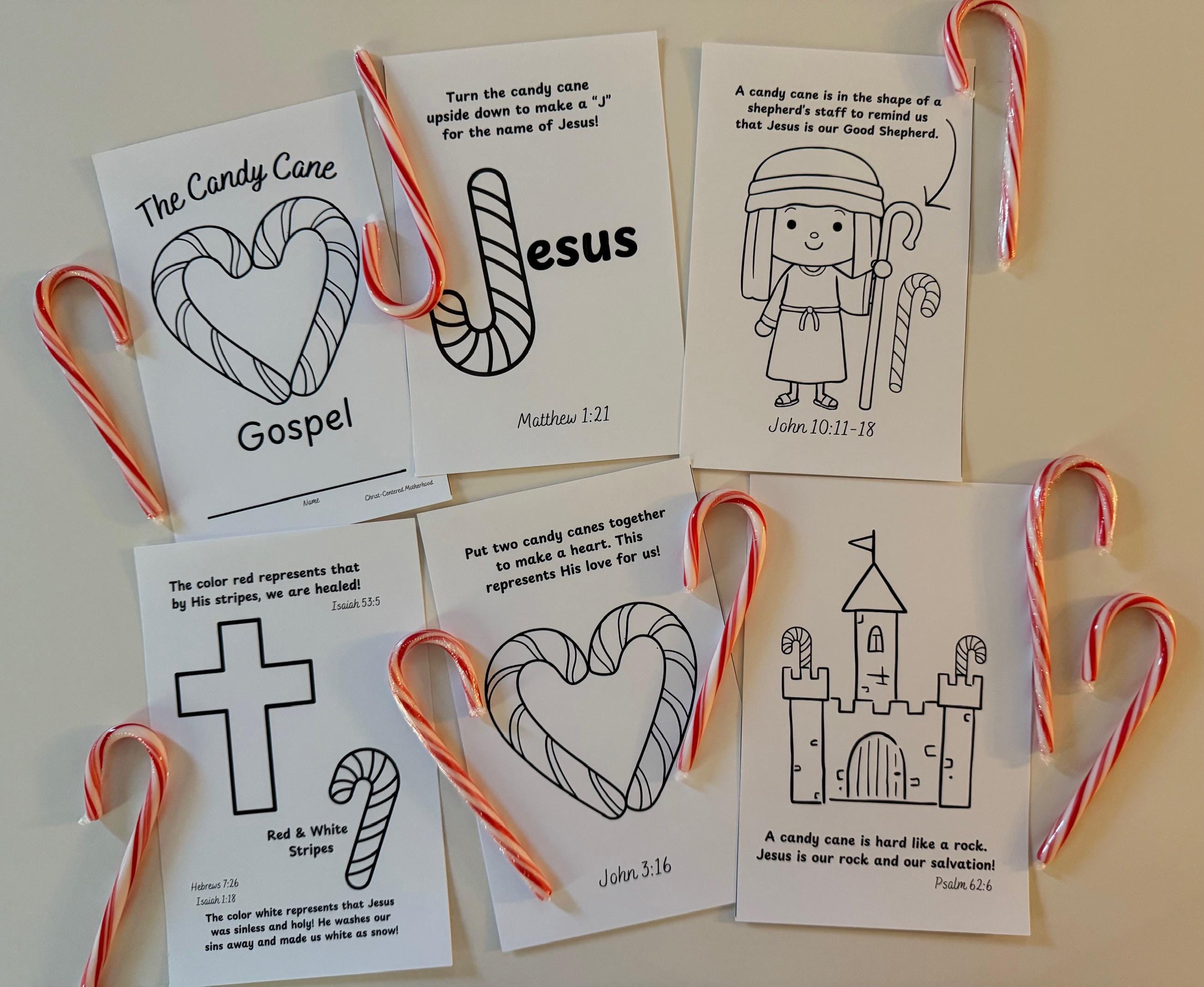 The Candy Cane Gospel Cards or Mini Coloring Book Bible Sunday School ...