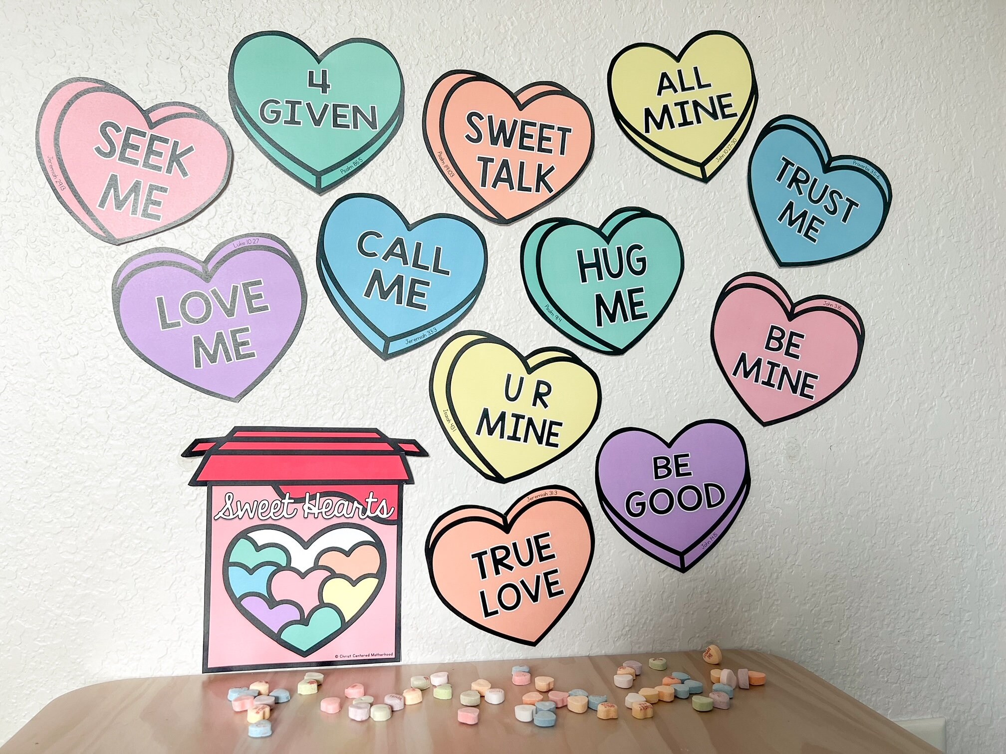 Sweet Hearts Bible Verse Printable Bulletin Board Decor Valentine's Day ...