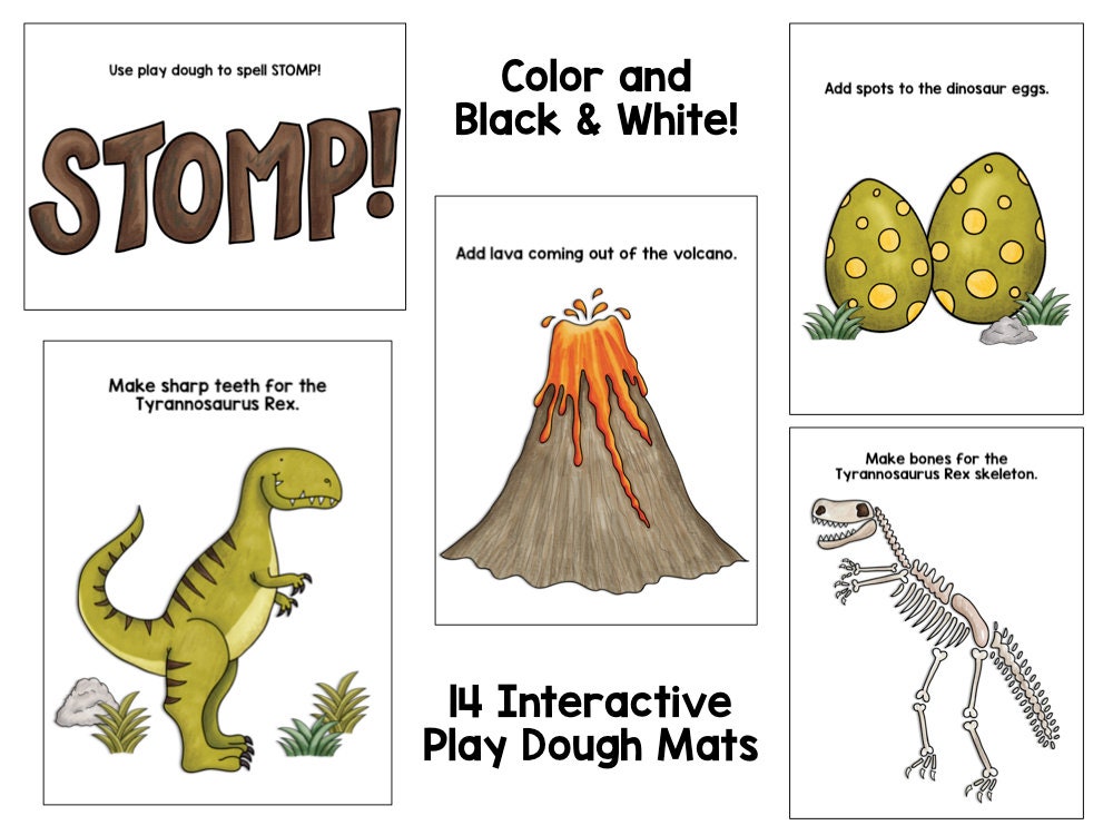 Dinosaur Interactive Playdough Mats Digital Download - Etsy