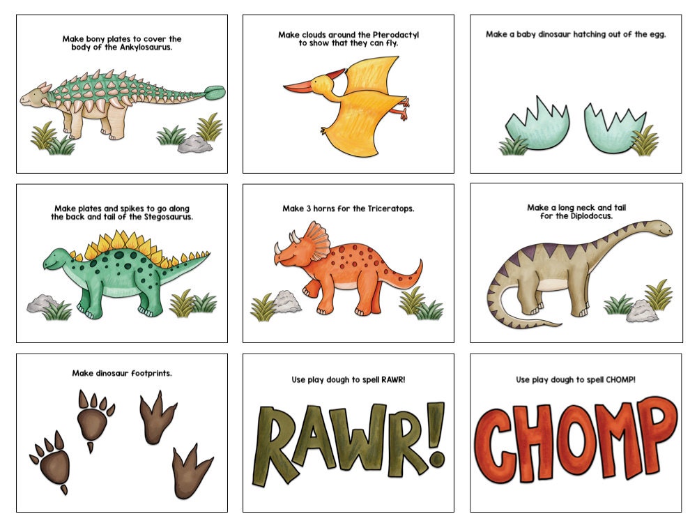 Dinosaur Interactive Playdough Mats Digital Download - Etsy