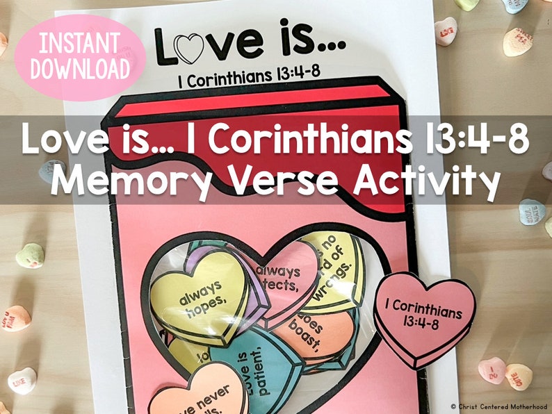 Love Is...1 Corinthians 13:4-8 Memory Verse Activity Bible Verse ...
