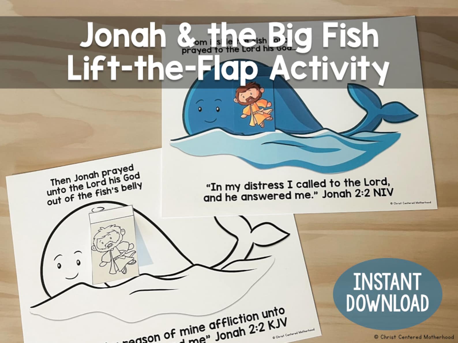 Jonah & the Big Fish Lift-the-flap Bible Verse Printable Activity NIV ...