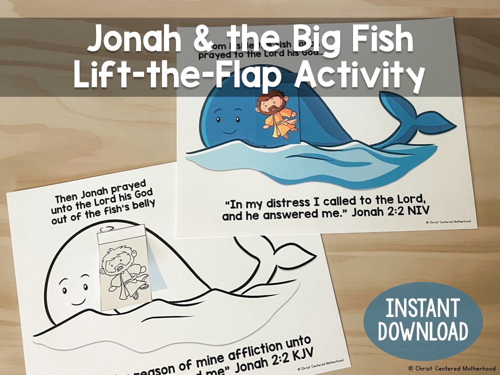 Jonah & the Big Fish Lift-the-flap Bible Verse Printable Activity NIV ...