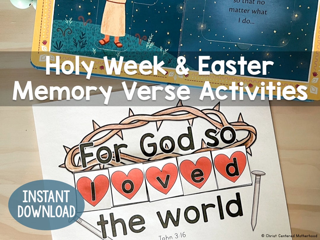 Easter Holy Week Memory Verse Activities for Little Ones Sunday School ...
