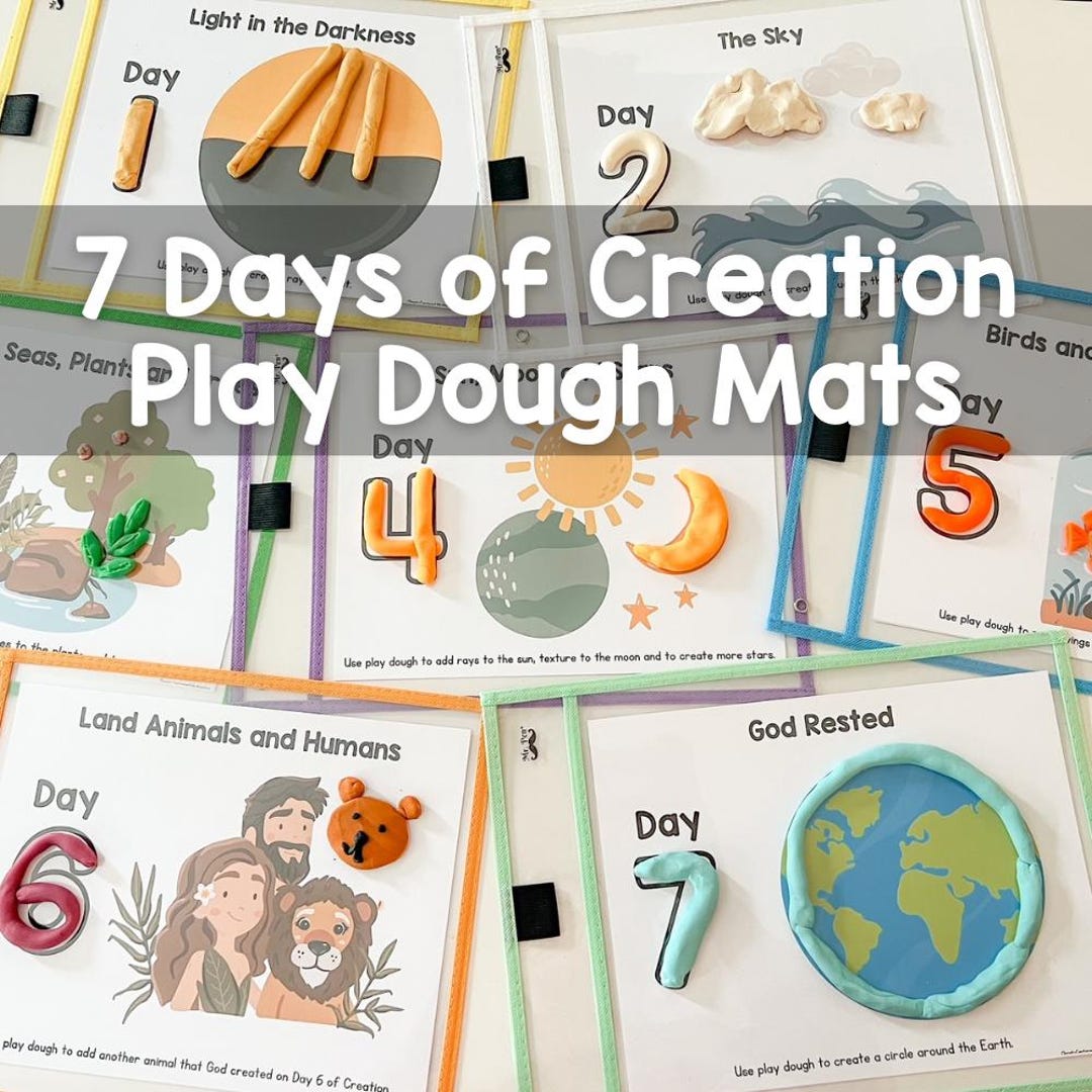 7 Days of Creation Bible Play Dough Mats Sunday School Church Christian ...